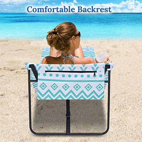 BenefitUSA Outdoor Portable Lounge Chair Beach Reclining Lounger Chair Ground Mat Beach Pool (Stripe)