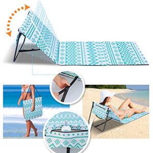 BenefitUSA Outdoor Portable Lounge Chair Beach Reclining Lounger Chair Ground Mat Beach Pool (Stripe)