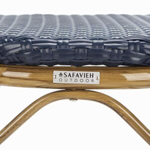 Safavieh Home Collection Deltana Navy Rattan Indoor/Outdoor Bar Stool,