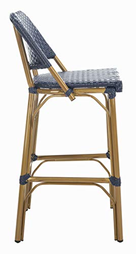 Safavieh Home Collection Deltana Navy Rattan Indoor/Outdoor Bar Stool,