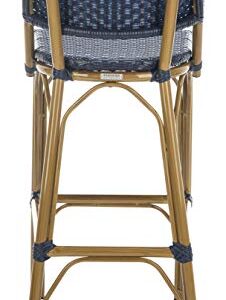 Safavieh Home Collection Deltana Navy Rattan Indoor/Outdoor Bar Stool,