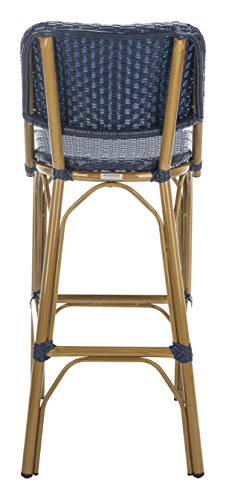 Safavieh Home Collection Deltana Navy Rattan Indoor/Outdoor Bar Stool,