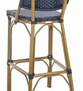 Safavieh Home Collection Deltana Navy Rattan Indoor/Outdoor Bar Stool,