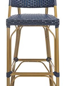 Safavieh Home Collection Deltana Navy Rattan Indoor/Outdoor Bar Stool,