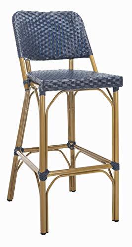 Safavieh Home Collection Deltana Navy Rattan Indoor/Outdoor Bar Stool,