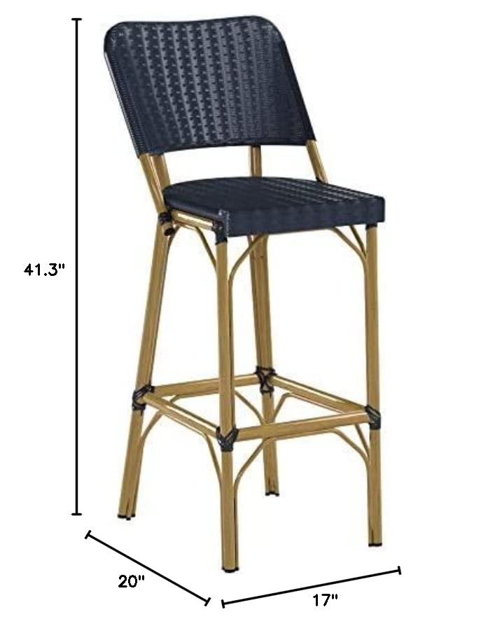 Safavieh Home Collection Deltana Navy Rattan Indoor/Outdoor Bar Stool,