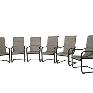 Ulax Furniture Outdoor Dining Chairs Padded Patio Metal Spring Motion Dining Chairs with High Backrest, Set of 6