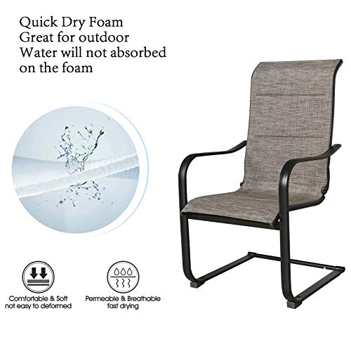 Ulax Furniture Outdoor Dining Chairs Padded Patio Metal Spring Motion Dining Chairs with High Backrest, Set of 6