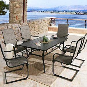 Ulax Furniture Outdoor Dining Chairs Padded Patio Metal Spring Motion Dining Chairs with High Backrest, Set of 6