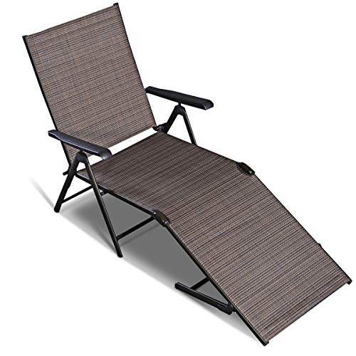 Tangkula Patio Lounge Chair Chaise, Adjustable Backrest Ergonomic Shape with Durable Handwoven Rattan Steel Frame Garden Lawn Pool Recliner Outdoor Furniture Wicker Lounger