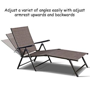 Tangkula Patio Lounge Chair Chaise, Adjustable Backrest Ergonomic Shape with Durable Handwoven Rattan Steel Frame Garden Lawn Pool Recliner Outdoor Furniture Wicker Lounger