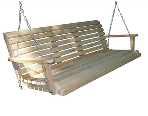 5 Ft ROLL BACK PORCH SWING made from Rot-resistant Select Louisiana Cypress Eternal Wood Made in the USA - Green Furniture - GO GREEN