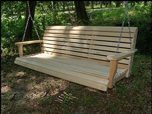 5 Ft ROLL BACK PORCH SWING made from Rot-resistant Select Louisiana Cypress Eternal Wood Made in the USA - Green Furniture - GO GREEN