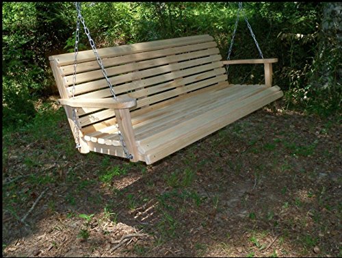 5 Ft ROLL BACK PORCH SWING made from Rot-resistant Select Louisiana Cypress Eternal Wood Made in the USA - Green Furniture - GO GREEN