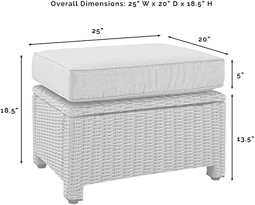 Crosley Furniture KO70014WB-SA Bradenton Outdoor Wicker Ottoman, Weathered Brown with Sand Cushions