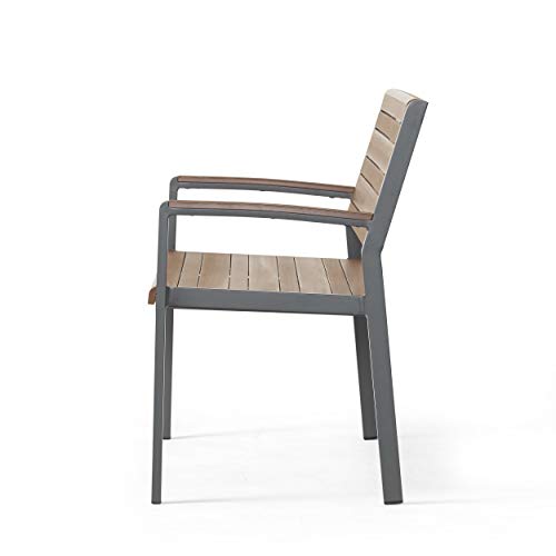 Christopher Knight Home Davos Outdoor Bench, Dark Grey + Silk-Screen Brown