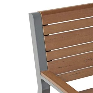 Christopher Knight Home Davos Outdoor Bench, Dark Grey + Silk-Screen Brown