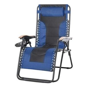 outsunny foldable outdoor lounge chair with footrest, oversized padded zero gravity lounge chair with headrest, cup holders, armrests, for camping, lawn, garden, pool, gray