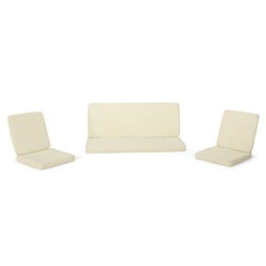 christopher knight home gavin outdoor water resistant fabric loveseat and club chair cushions, cream