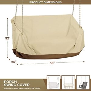 skyfiree Porch Swing Cover Waterproof, Outdoor Swing Covers for Hanging Swing 56"x32"x25",Beige&Coffee