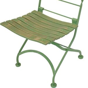 Sunnydaze Cafe Couleur European Chestnut Wooden Folding Bistro Chair - Portable, Compact Side Chair - Indoor or Outdoor Use - Patio, Deck, Balcony, Camping and Spare Seating - Green - Set of 2