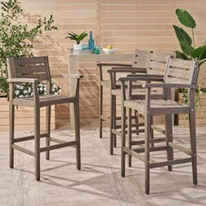 great deal furniture blair outdoor rustic acacia wood barstool (set of 2), light brown and teak