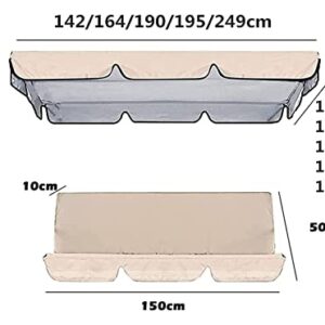 Garden Seater Replacement Top Cover Sun Shade Patio Swing Cushion Cover Waterproof UV Resistant 210D Oxford Cloth Furniture Protector for Garden Terrace Seat Hammock 22.6.21