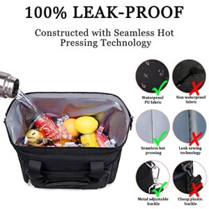 Extra Large Lunch Bag Mens Lunch Box for Work - Leakproof Insulated Lunch Tote Bag for Adults Soft Side Cooler Bag, (Black,20L)