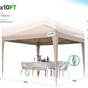 Quictent Privacy 10’x10’ Pop up Canopy Tent Enclosed Instant Gazebo Shelter with Sidewalls and Mesh Windows Waterproof (Beige)