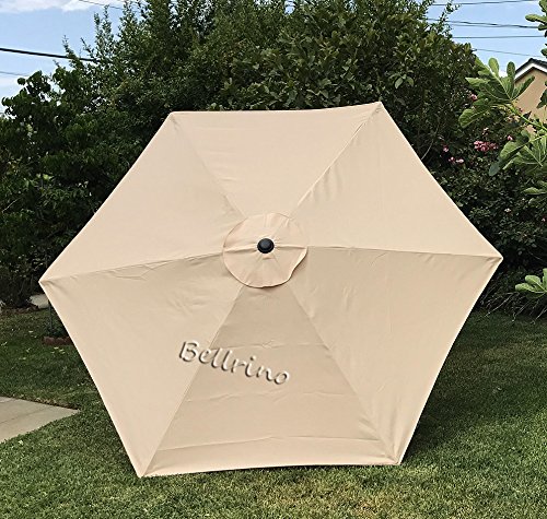 BELLRINO DECOR Replacement STRONG & THICK Umbrella Canopy for 9ft 6 Ribs (Canopy Only) (BEIGE)