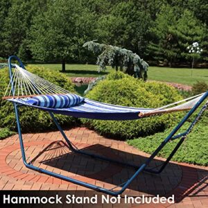 Sunnydaze Outdoor Quilted Fabric Hammock - Two-Person with Spreader Bars - Heavy-Duty 450-Pound Capacity - Catalina Beach