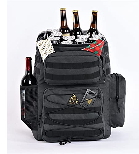 Cooler Backpack, Tactical, Insulated. Heavy Duty, Extra Large for Hiking, Camping, Day Trips, Beach. Bonus, Credit Card Multi Tool Included (Charcoal Grey)