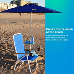 BEACHBUB Tray Table System - Beach Umbrella Tray Table with 4 Cup Holders - Beach Trip Must Haves Table for Vacation - Easy Clip on & Clip Off Outdoor Tray Table, Pool Umbrella Table and Beach Table