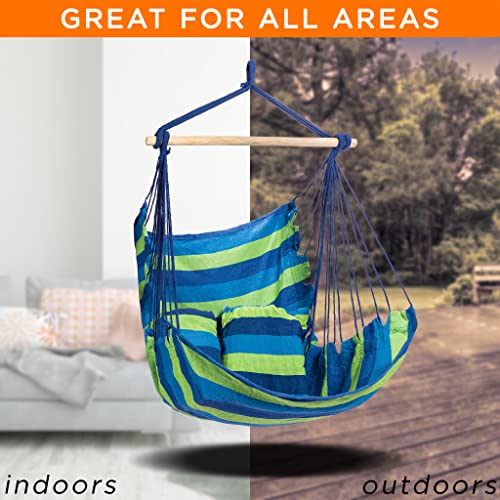 Sorbus Stylish Swing Chair - Fine Cotton Weave for Super Comfort & Durability- Hanging Hammock Chair w/2 Seat Cushions- Portable Outdoor Hanging Chair w/Hardware Kit - Indoor Outdoor Use - Max 265lbs