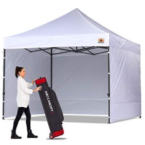 abccanopy heavy duty ez pop up canopy tent with sidewalls 10×10, white