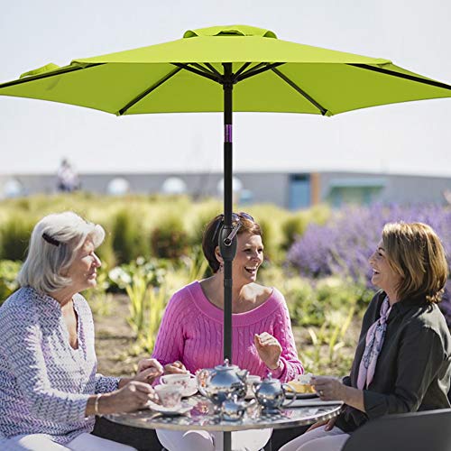 SUNVIVI OUTDOOR 7.5 Ft Patio Umbrella Outdoor Market Table Umbrella Luxury Aluminum Pole Umbrella with Push Button Tilt and Crank, 6 Ribs, Polyester Canopy, Lime Green