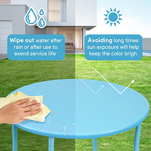 Amagabeli Metal Patio Side Table 18” x 18” Heavy Duty Weather Resistant Anti-Rust Outdoor End Table Small Steel Round Coffee Table Porch Table Snack Table for Balcony Garden Yard Lawn, Light Blue