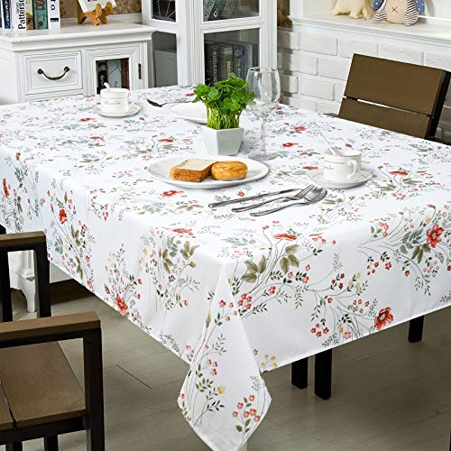 ASPMIZ Floral Tablecloth, Wild Flower Table Cloth, Spring Summer Waterproof Wrinkle Free Tablecloth for Outdoor, Picnic, Camping, Party, Kitchen, Dining Room, Rectangle 60 x 84 inch