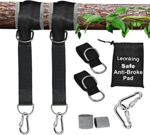 anti-broke tree swing hanging straps kit holds 2000 lbs heavy duty 5ft extra long, 2 pcs tree swing straps waterproof straps/ 2 safer lock carabiners/ 1 bag, for hammock, camping, easy installation