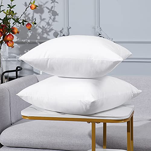 OTOSTAR Premium Waterproof Throw Pillow Inserts, Set of 4 Water Resistant Square Form Cushion Stuffer for Bed Couch Decorative Outdoor Sofa Pillows Inserts White, 20x20 Inches