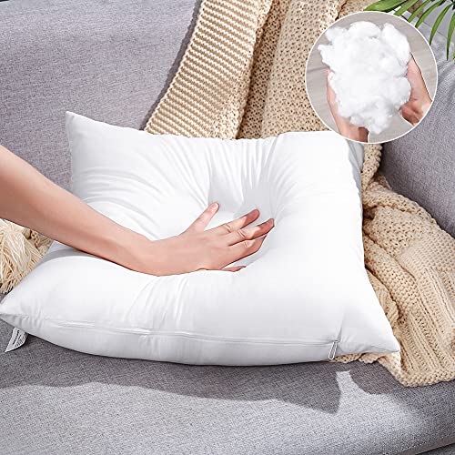 OTOSTAR Premium Waterproof Throw Pillow Inserts, Set of 4 Water Resistant Square Form Cushion Stuffer for Bed Couch Decorative Outdoor Sofa Pillows Inserts White, 20x20 Inches