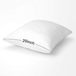 OTOSTAR Premium Waterproof Throw Pillow Inserts, Set of 4 Water Resistant Square Form Cushion Stuffer for Bed Couch Decorative Outdoor Sofa Pillows Inserts White, 20x20 Inches