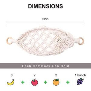 DEWECHO Macrame Fruit Hammock Under Cabinet - Banana Hammock for Boho Kitchen Decor - Hanging Fruit Hammock to Store All Your Produce in Small Places - Kitchen Storage Ideas also for RV