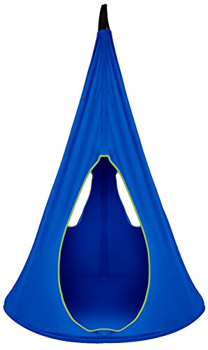 Sorbus Pod Swing for Kids - Durable Hanging Hammock Chair w/Adjustable Rope - 2 Windows & 1 Entrance - Tree Tent Sensory Swing for Kids Indoor Outdoor Use - 250lbs Sturdy Nest Swing - (40", Blue)