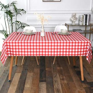 Obstal 100% Waterproof PVC Table Cloth, Oil-Proof Spill-Proof Vinyl Rectangle Tablecloth, Wipeable Table Cover for Outdoor and Indoor Use, 54x78 Inch, Red and White Checkered Pattern