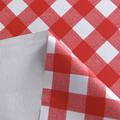 Obstal 100% Waterproof PVC Table Cloth, Oil-Proof Spill-Proof Vinyl Rectangle Tablecloth, Wipeable Table Cover for Outdoor and Indoor Use, 54x78 Inch, Red and White Checkered Pattern