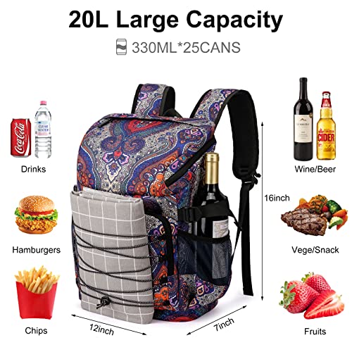 Backpack Cooler for Women, Small Soft Side Beach Back Pack Coolers for Hiking Kayaking Picnic 25 Cans Waterproof Cooler Backpack Insulated Leak-Proof Totem