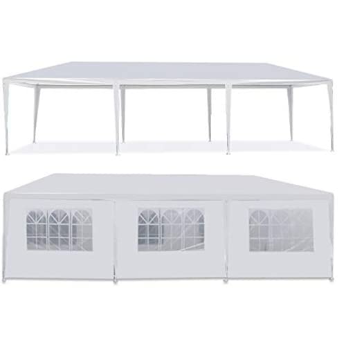 Heavy Duty Canopy Event Tent-10'x30' Outdoor White Gazebo Party Wedding Tent, Sturdy Steel Frame Shelter w/8 Removable Sidewalls Waterproof Sun Snow Rain Shelter Tent (10' x 30' with 8 sidewalls)