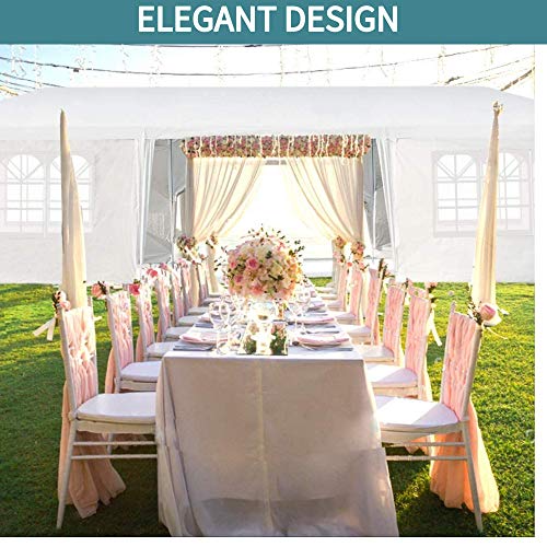 Heavy Duty Canopy Event Tent-10'x30' Outdoor White Gazebo Party Wedding Tent, Sturdy Steel Frame Shelter w/8 Removable Sidewalls Waterproof Sun Snow Rain Shelter Tent (10' x 30' with 8 sidewalls)