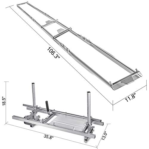 Hihone Chainsaw Mill, Portable 14Inch to 36Inch Guide Bar Chainsaw Milling Planking Milling Wood Lumber Cutting Sawmill, with 9Ft Rail Mill Guide System